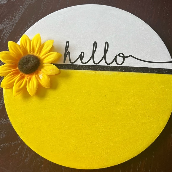 Handmade | Art | Hello Sunflower Door Sign | Poshmark